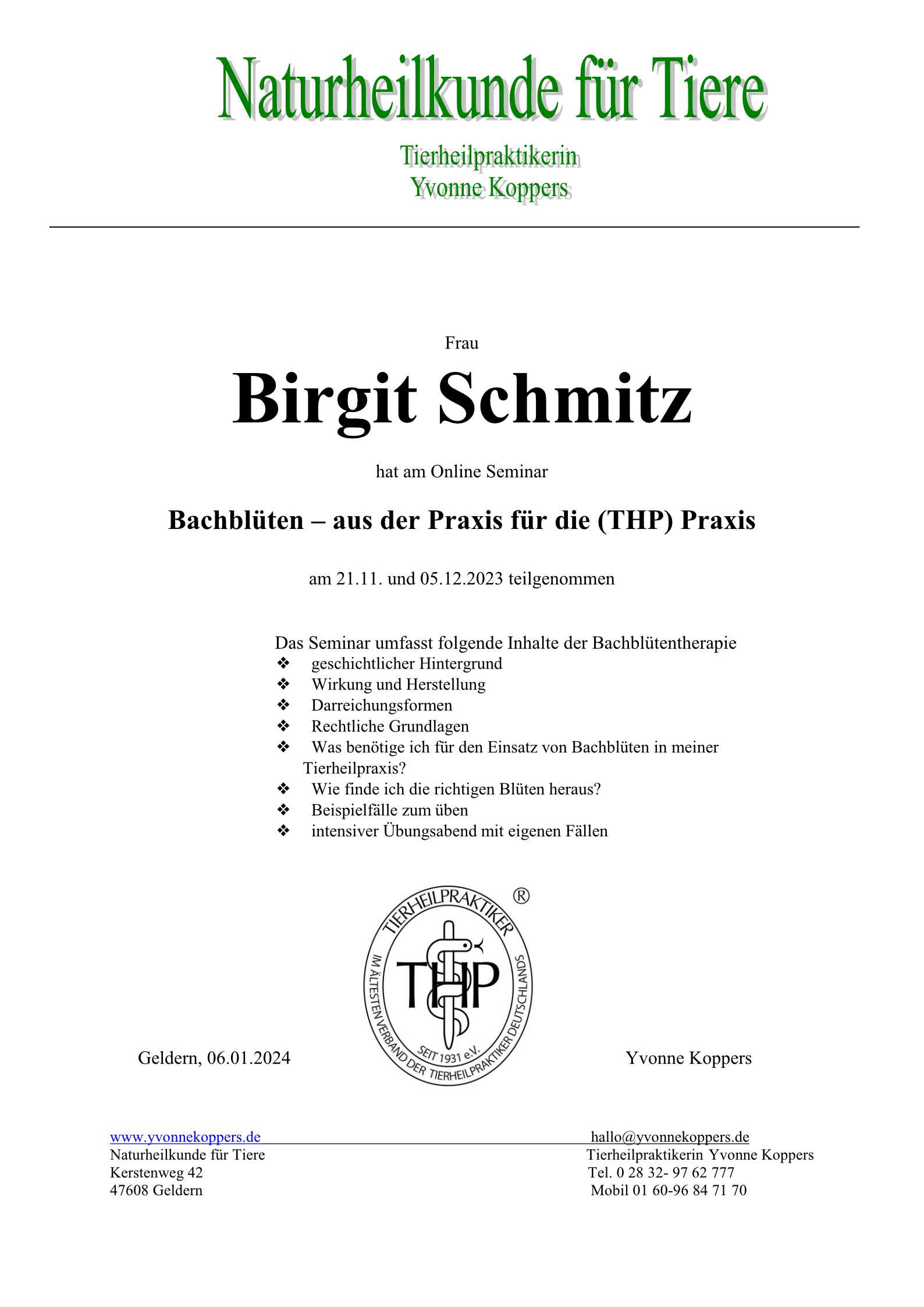 Über mich - Tierheilpraktikerin Birgit Schmitz